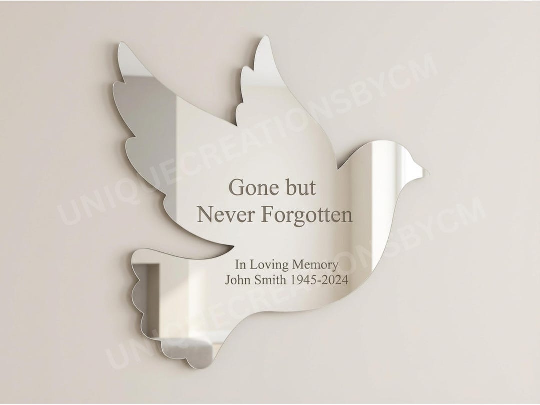 Gone but Never Forgotten Memorial Dove Mirror, Personalized in Loving ...