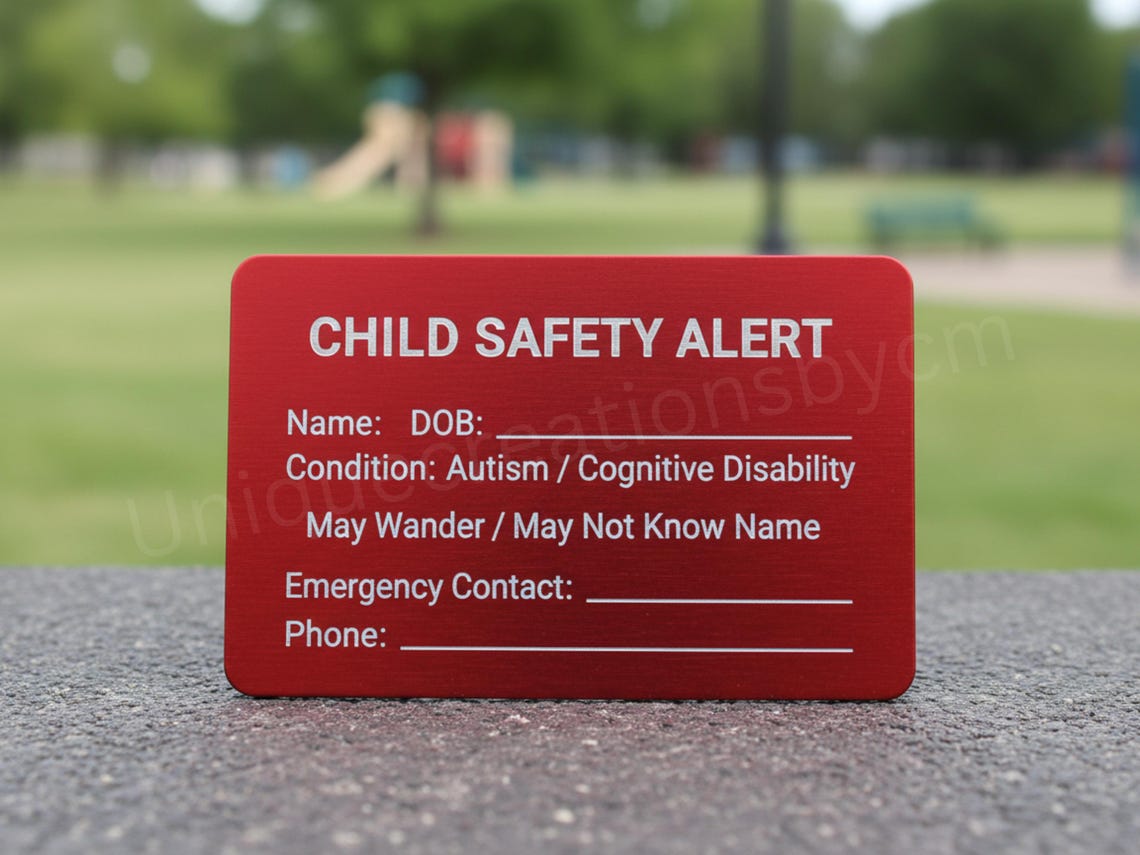 Child Safety Alert Card | Autism Emergency ID Wallet Card ...