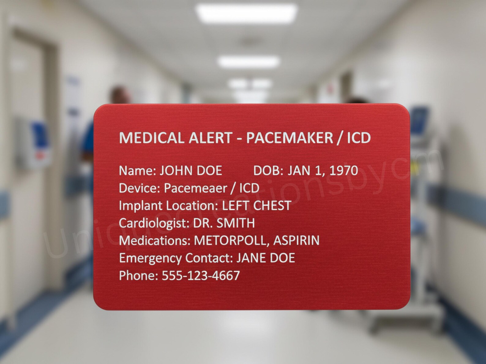 ICD Pacemaker Medical Alert Wallet Card | Personalized Cardiac ...
