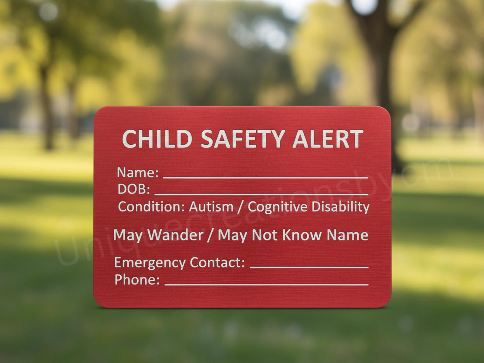 Child Safety Alert Card | Autism Emergency ID Wallet Card | Child ...