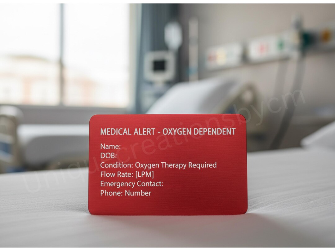 Oxygen Therapy Medical Alert Wallet Card | Oxygen Flow Rate Emergency ...