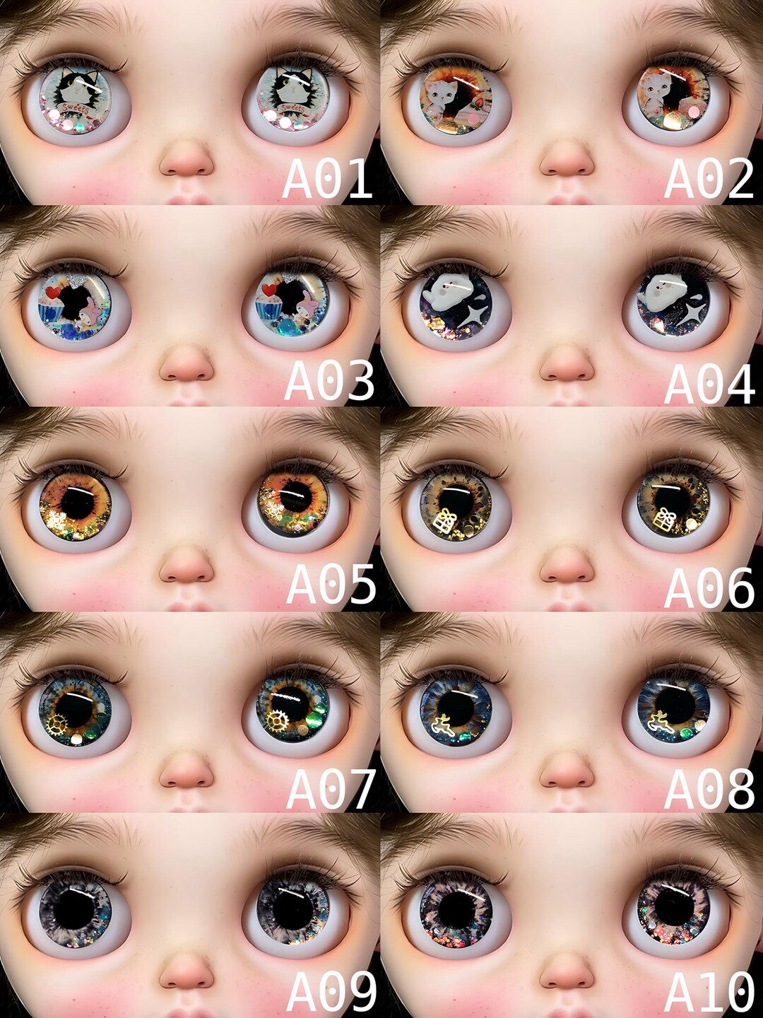 Blythe 14mm Glass Eye Chips (30 Colors) - Realistic Fantasy Eyes, Anime ...