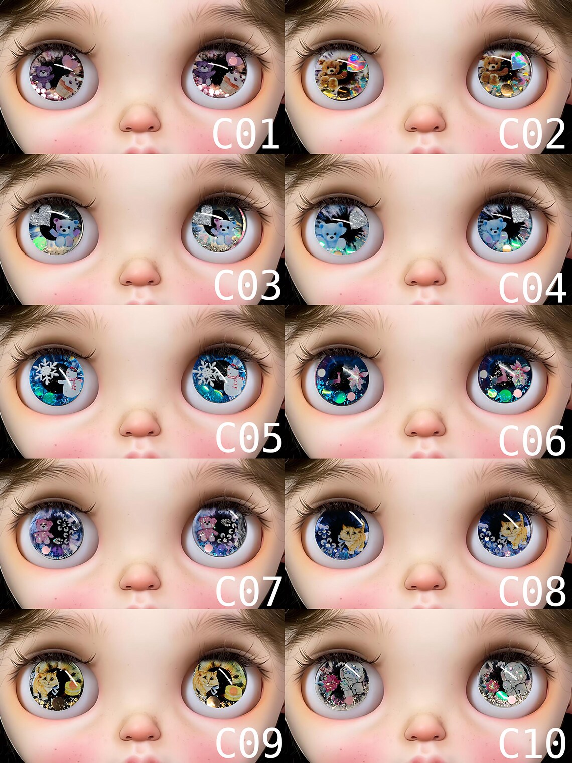 Blythe Doll Eyes Blythe 14mm Glass Eye Chips (30 Colors) - Realistic ...