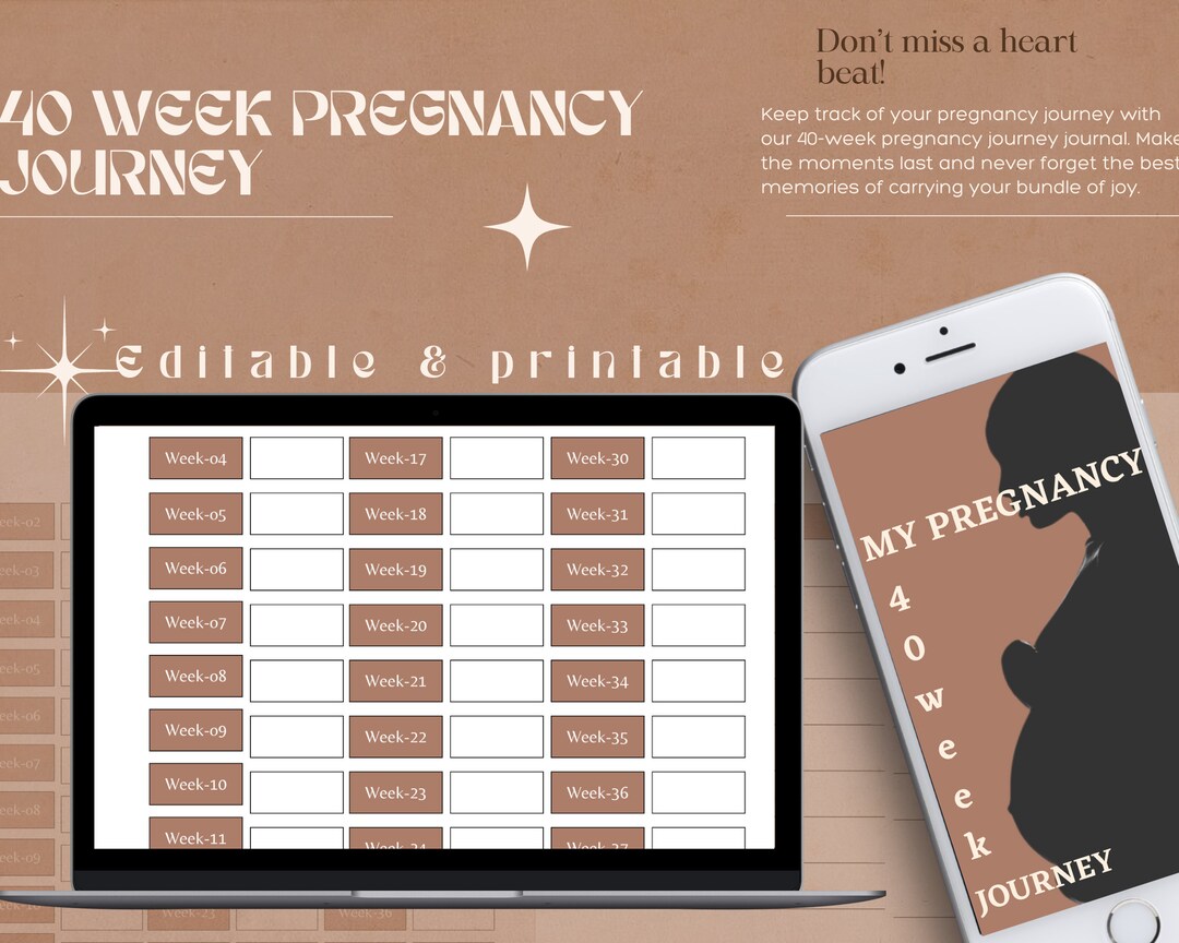 Pregnancy Planner Digital, 40-week Pregnancy Journey, Pregnancy Journal ...