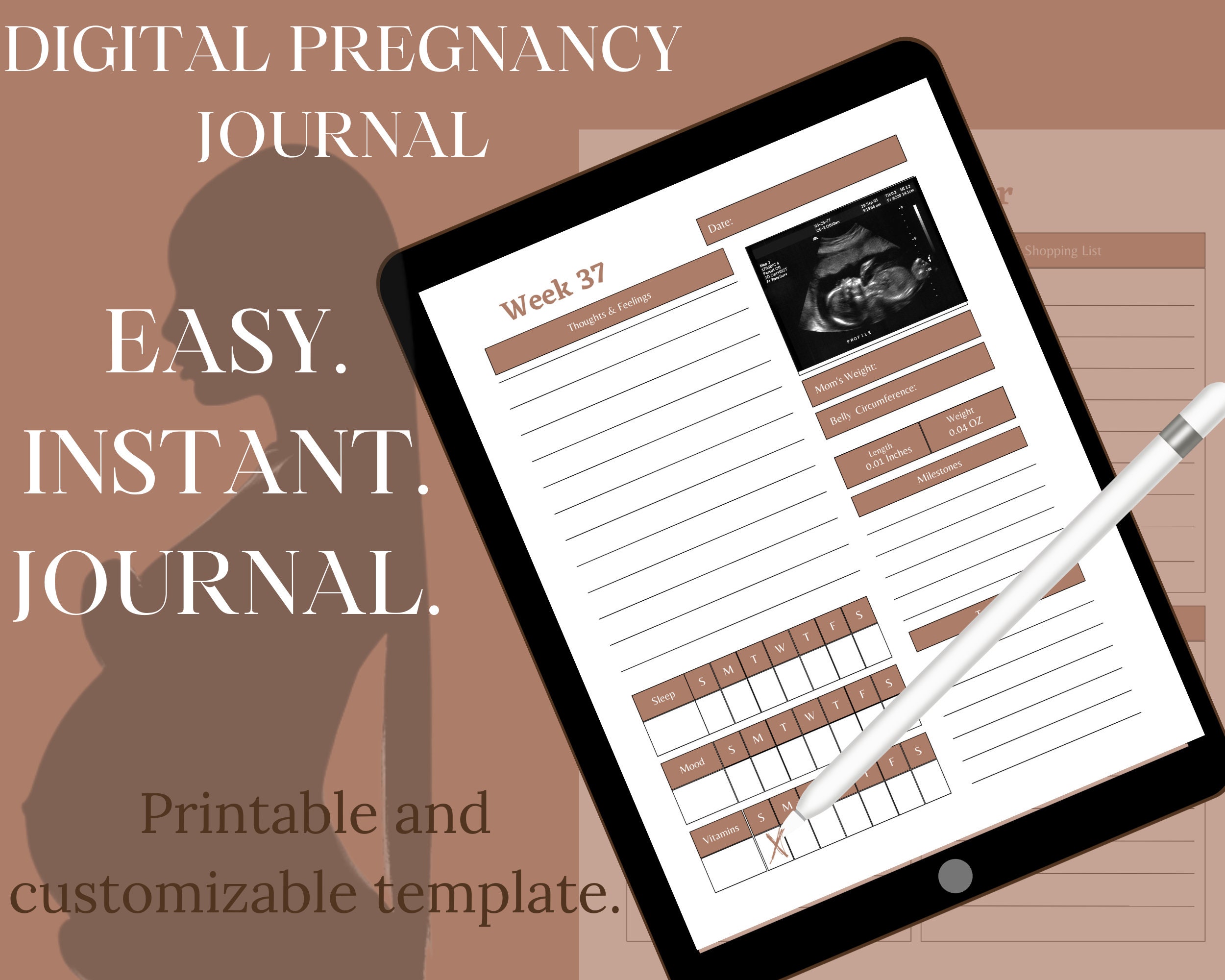 Pregnancy Planner Digital, 40-week Pregnancy Journey, Pregnancy Journal ...
