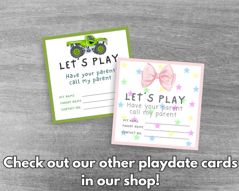 Boy's Playdate Cards, Kid’s Business Cards, Keep in Touch, Play Date ...