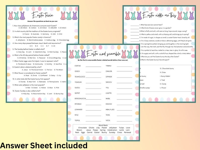 Printable Easter Bundle Games, Easter Activities for Kids, Easter ...