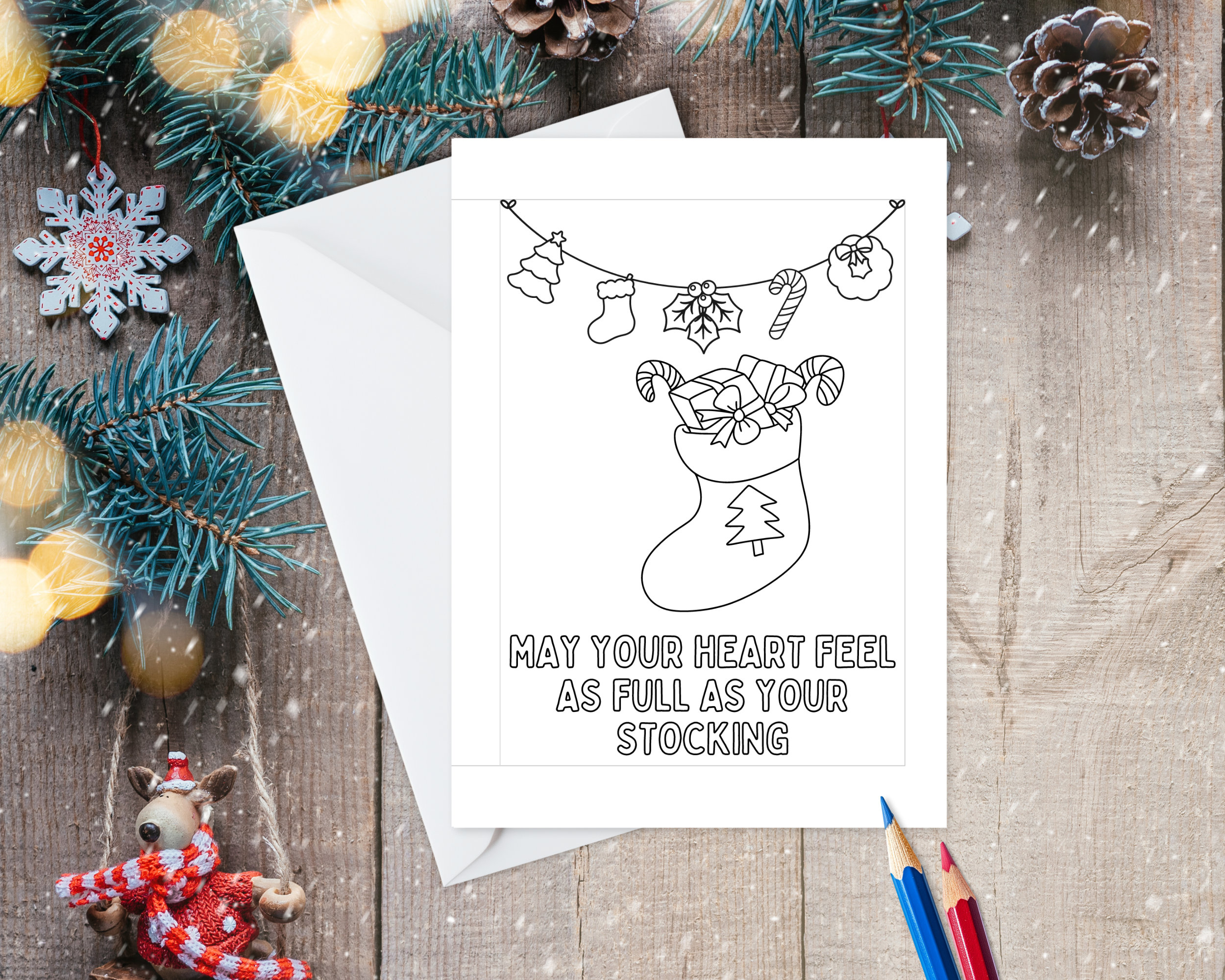 Kid's Christmas Coloring Cards, Holiday Coloring Pages, Winter Card Set ...