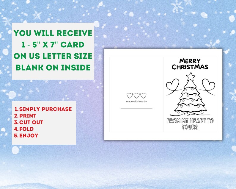 Kid's Christmas Coloring Cards, Holiday Coloring Pages, Winter Card Set ...