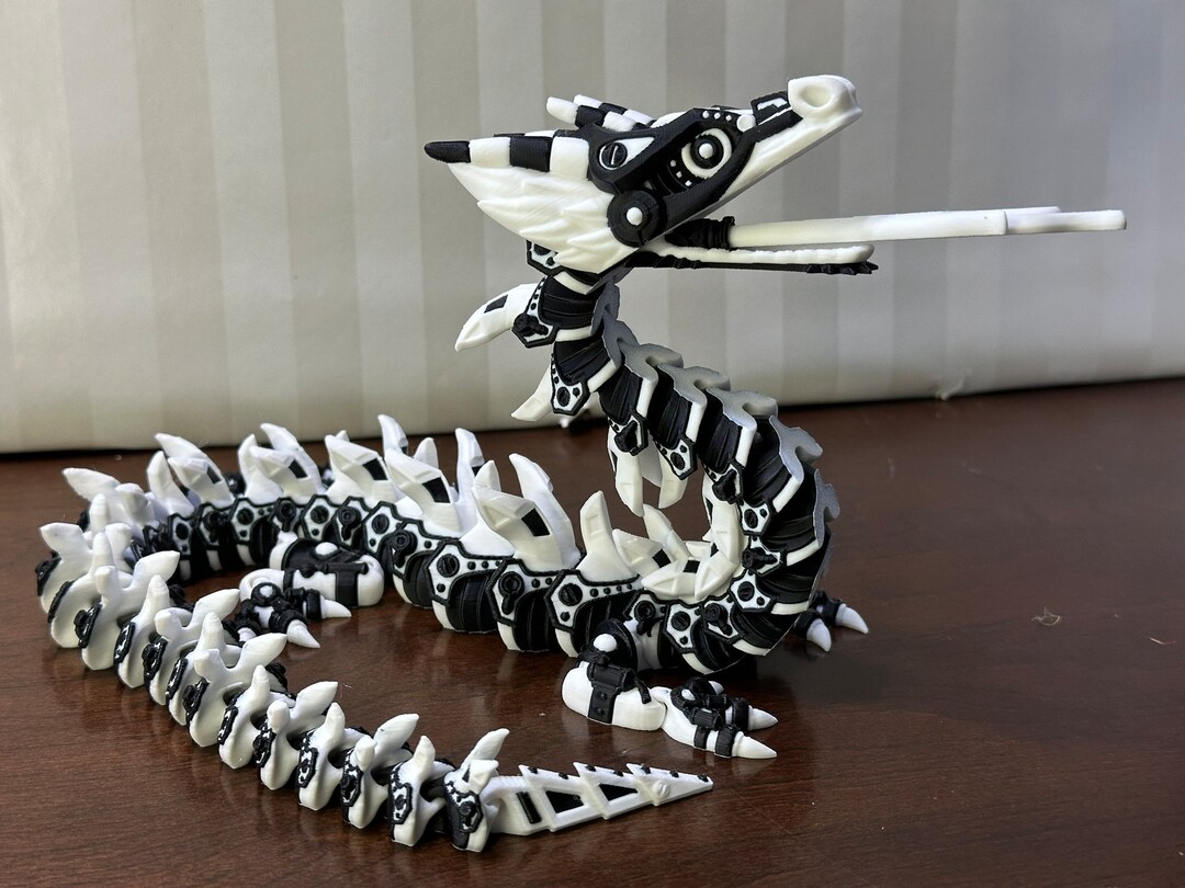 3D Printed Articulated Mech Dragon Sculpture Soar Into Legend - Etsy