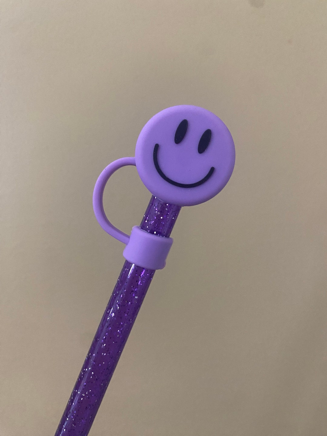 3D Purple Smiley Straw Topper for 10 Mm Straws - Etsy