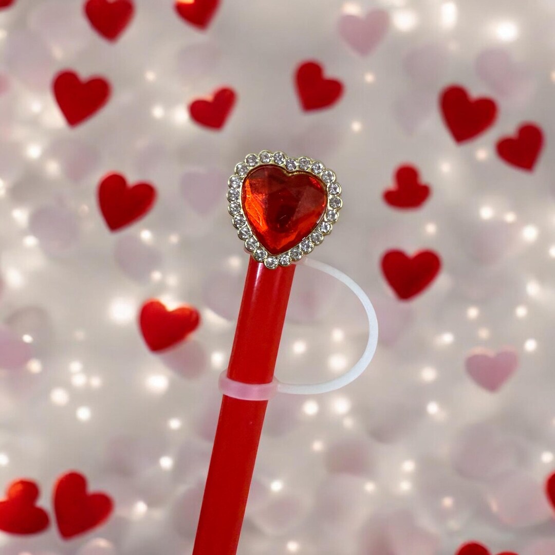 Red Heart Jewel (metal) Straw Topper for 10 Mm Straws - Etsy