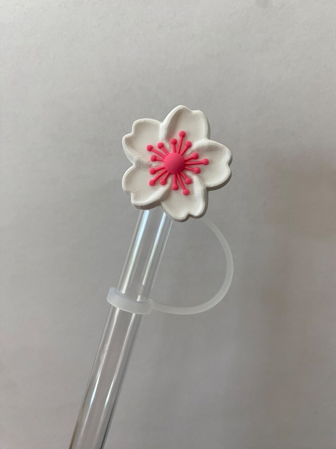White and Pink Cherry Blossom Straw Topper for 10 Mm Straws - Etsy