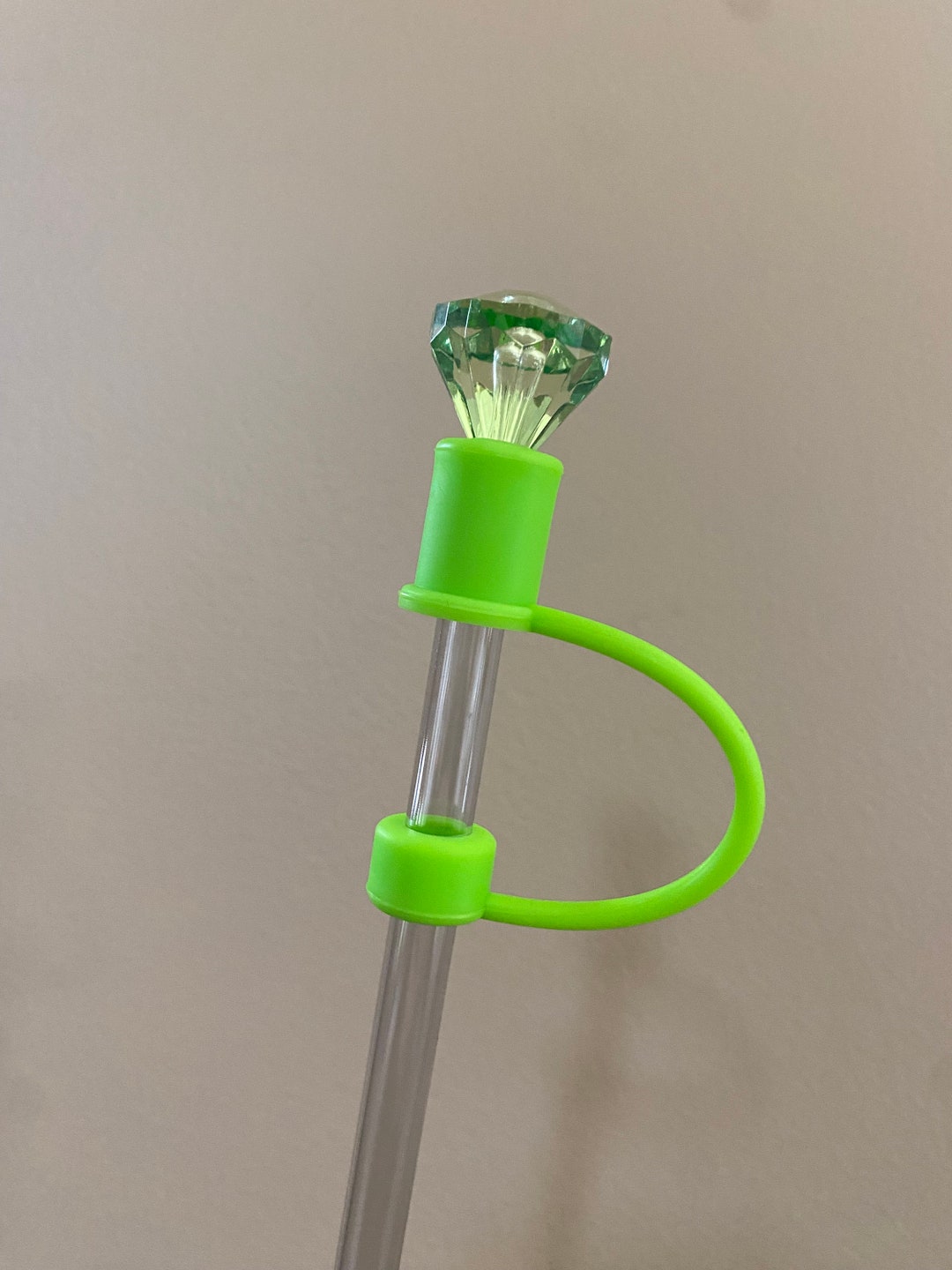 Interchangable Lime Green Diamond Straw Topper for 10 Mm Straws - Etsy