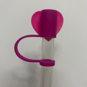 Solid Pink pink Cover Heart Straw Topper for 10 Mm Straws - Etsy