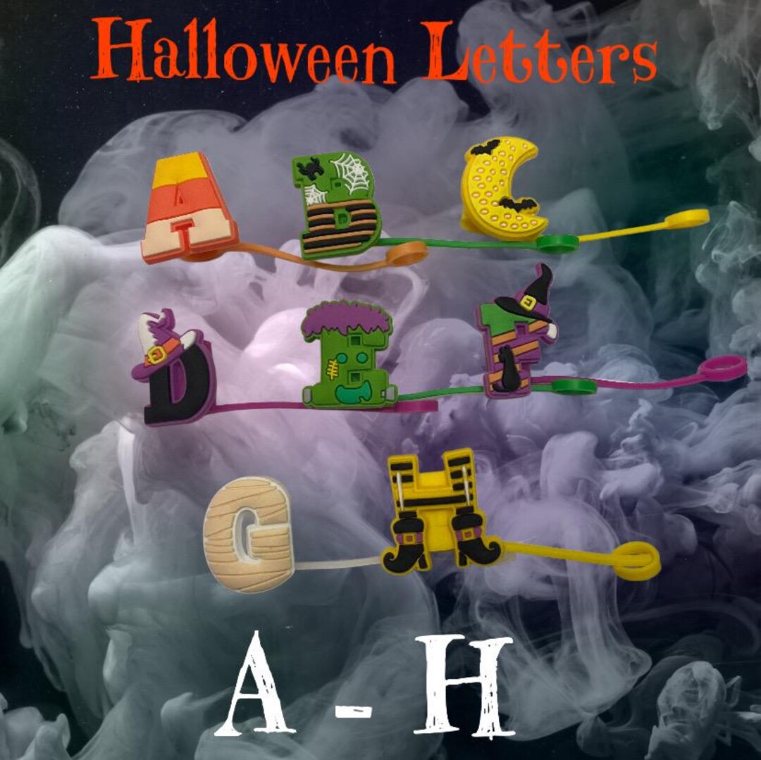 Halloween Letters A - H Straw Toppers for 10 Mm Straws - Etsy