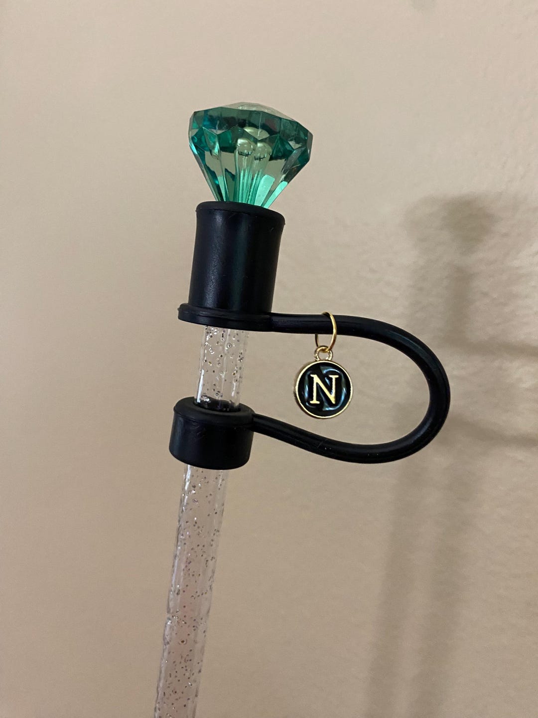 Interchangeable & Personalizable Dark Green/black Diamond Straw Topper ...