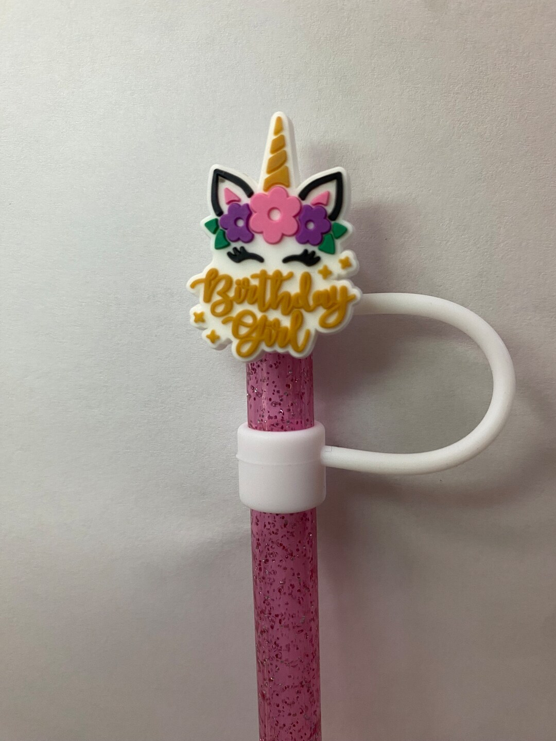 1 Deluxe Unicorn Happy Birthday Straw Topper for 10 Mm Straws - Etsy