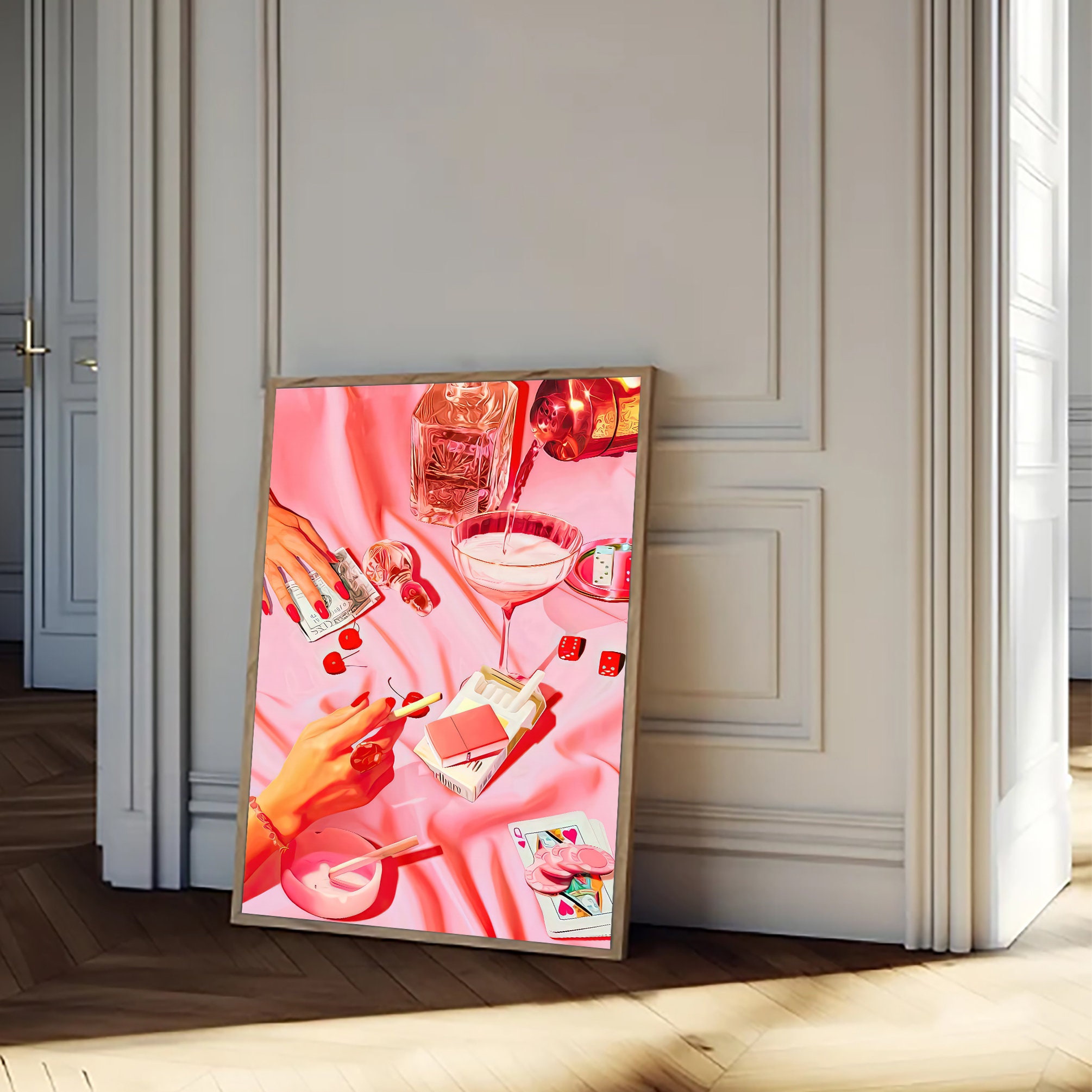 Bar Cart Art-playing Cards Poster-playing Poker Print-poker Night Cards ...