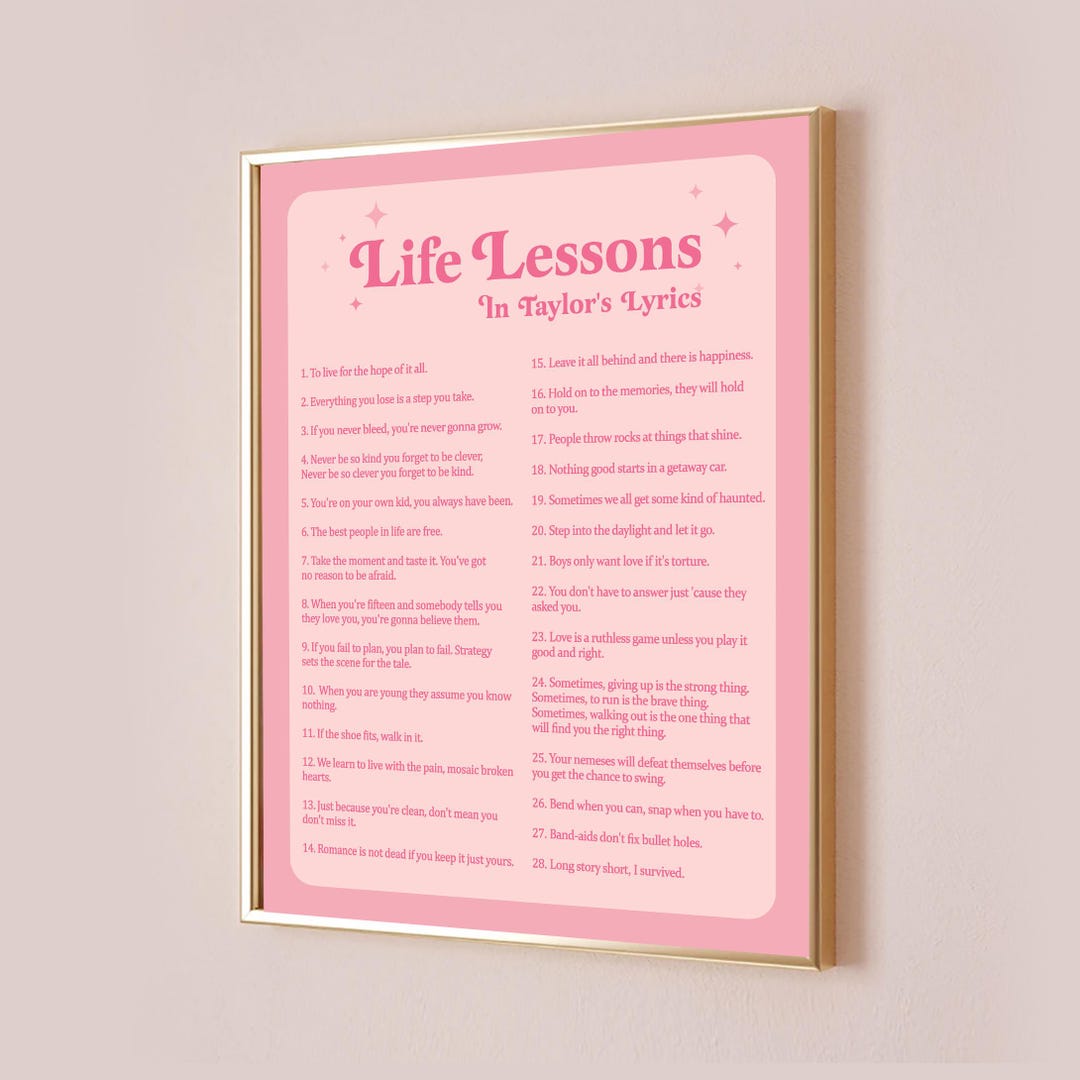 Life Lessons Poster-taylor Swift Poster-taylor Swiftie Merch-preppy ...