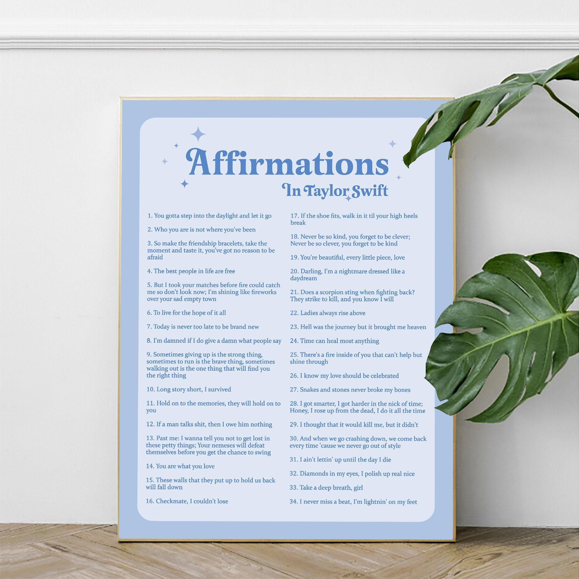 Taylor Swift Affirmations Poster-taylor Swift Poster-taylor Swiftie ...