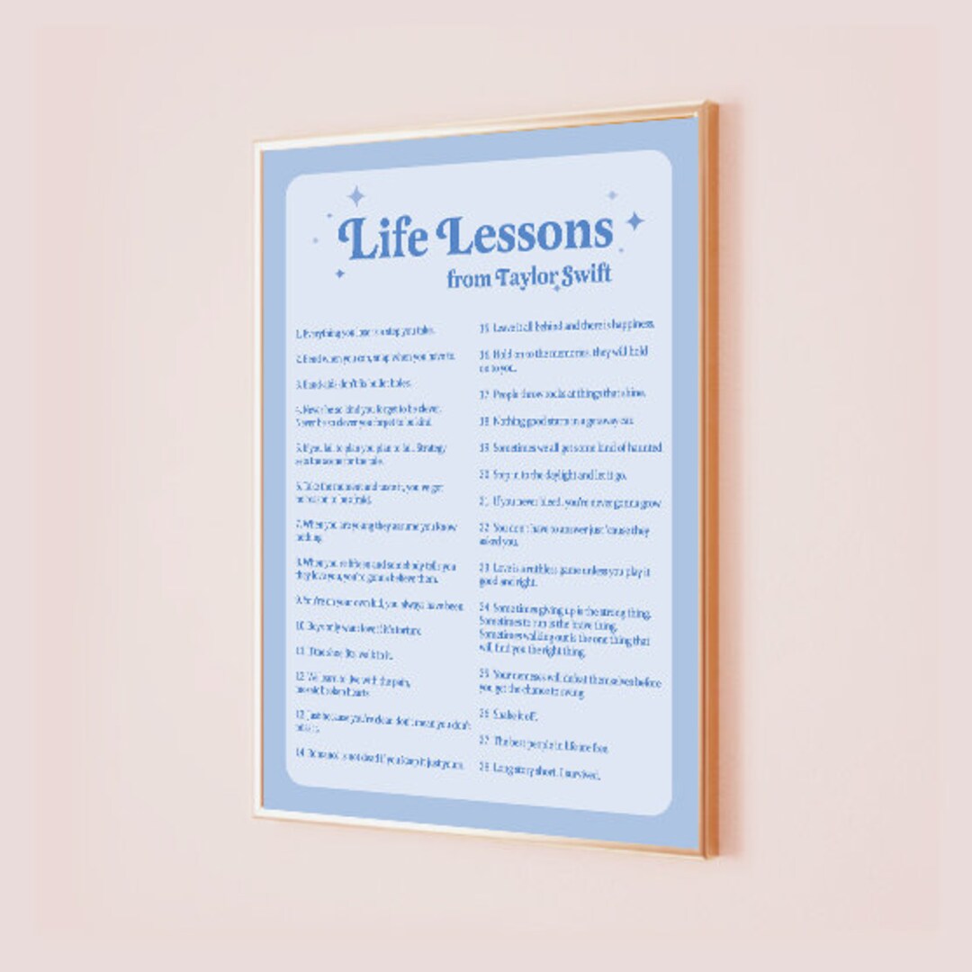 Life Lessons Poster-taylor Swift Poster-taylor Swift Lyrics Print ...