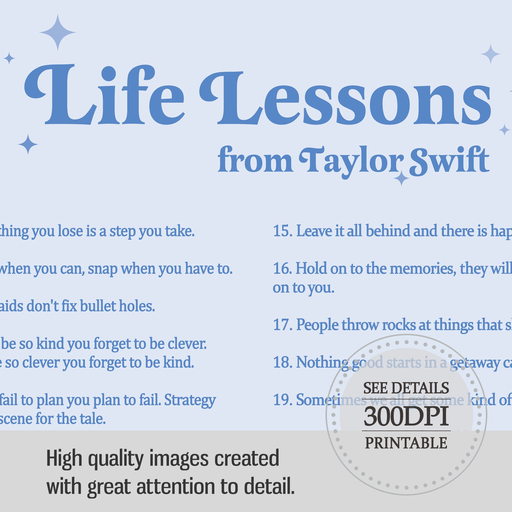Life Lessons Poster-taylor Swift Poster-taylor Swift Lyric Print-taylor ...
