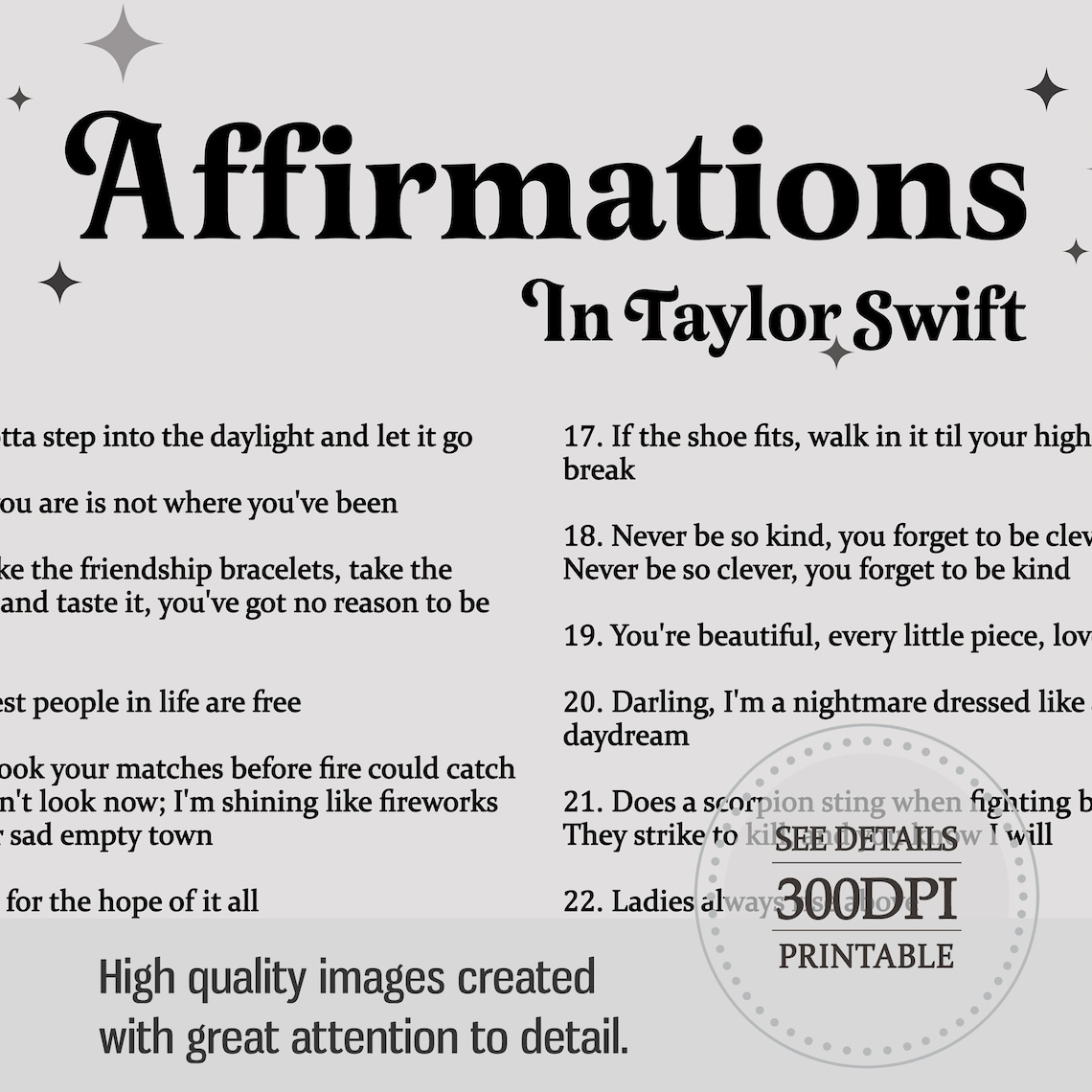 Taylor Swift Affirmations Poster-taylor Swift Poster-taylor Swiftie ...