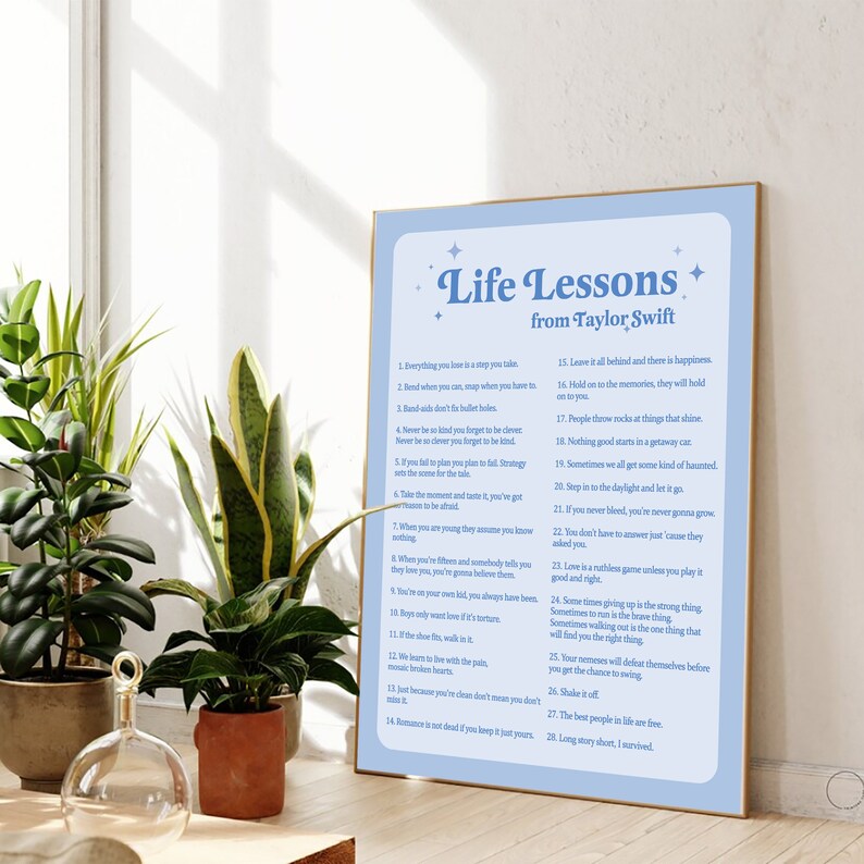 Life Lessons Poster-taylor Swift Poster-taylor Swift Lyric Print-taylor ...