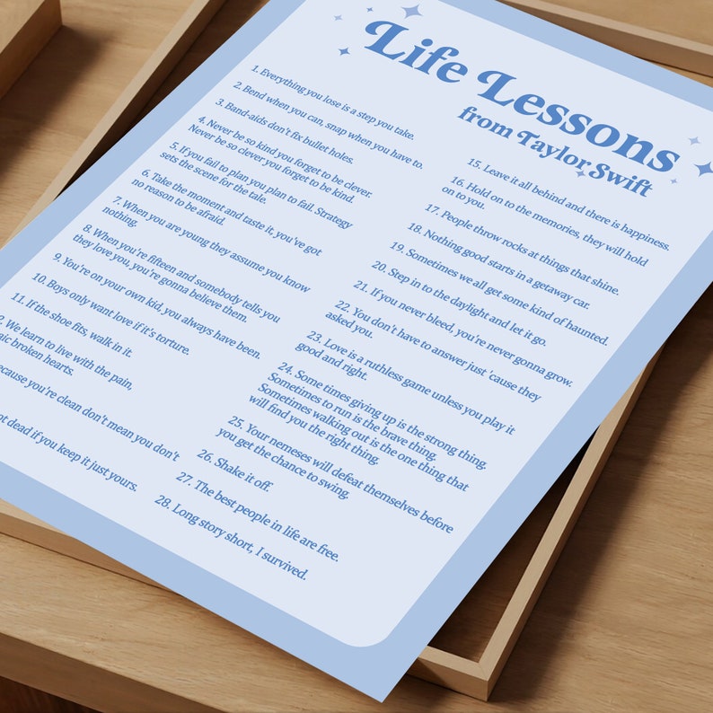 Life Lessons Poster-taylor Swift Poster-taylor Swift Lyric Print-taylor ...