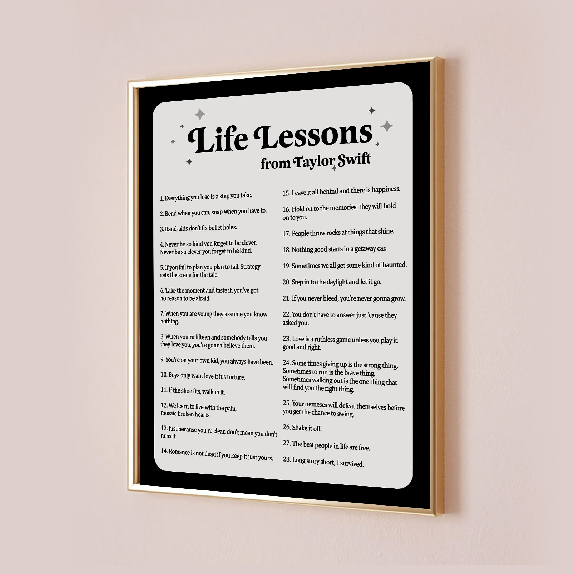 Life Lessons Poster-taylor Swift Poster-taylor Swift Lyric Print-taylor ...