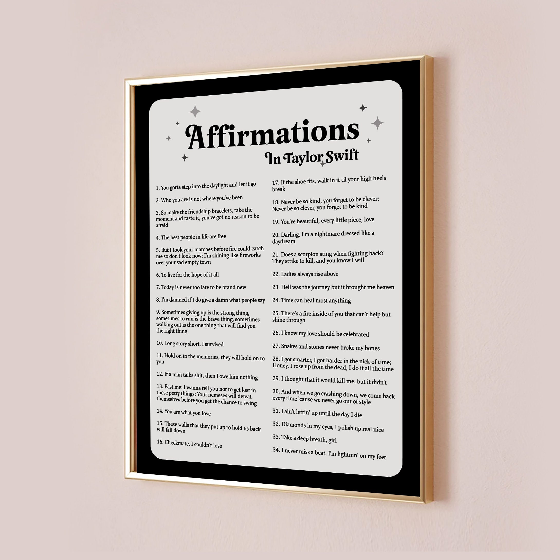 Taylor Swift Affirmations Poster-taylor Swift Poster-taylor Swiftie ...
