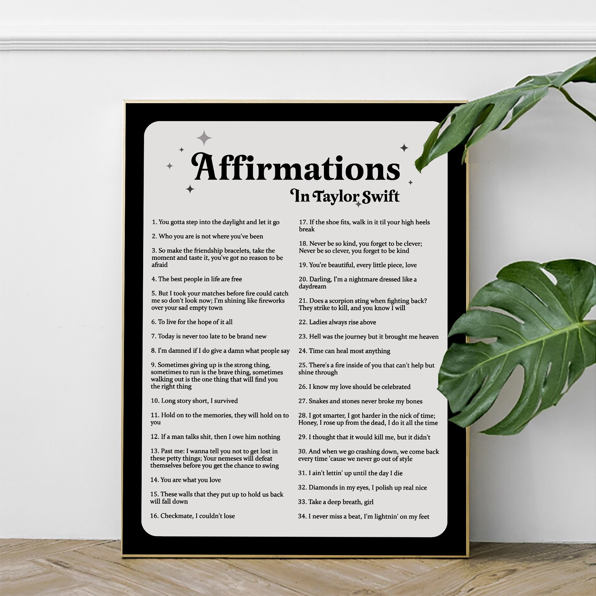 Taylor Swift Affirmations Poster-taylor Swift Poster-taylor Swiftie ...