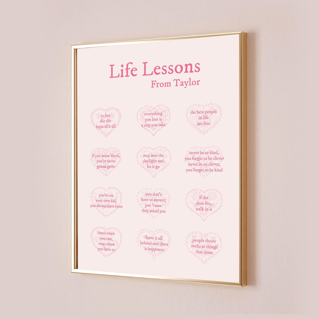 Life Lessons Taylor Poster Swiftie Merch Home Decor Lyrics Print ...