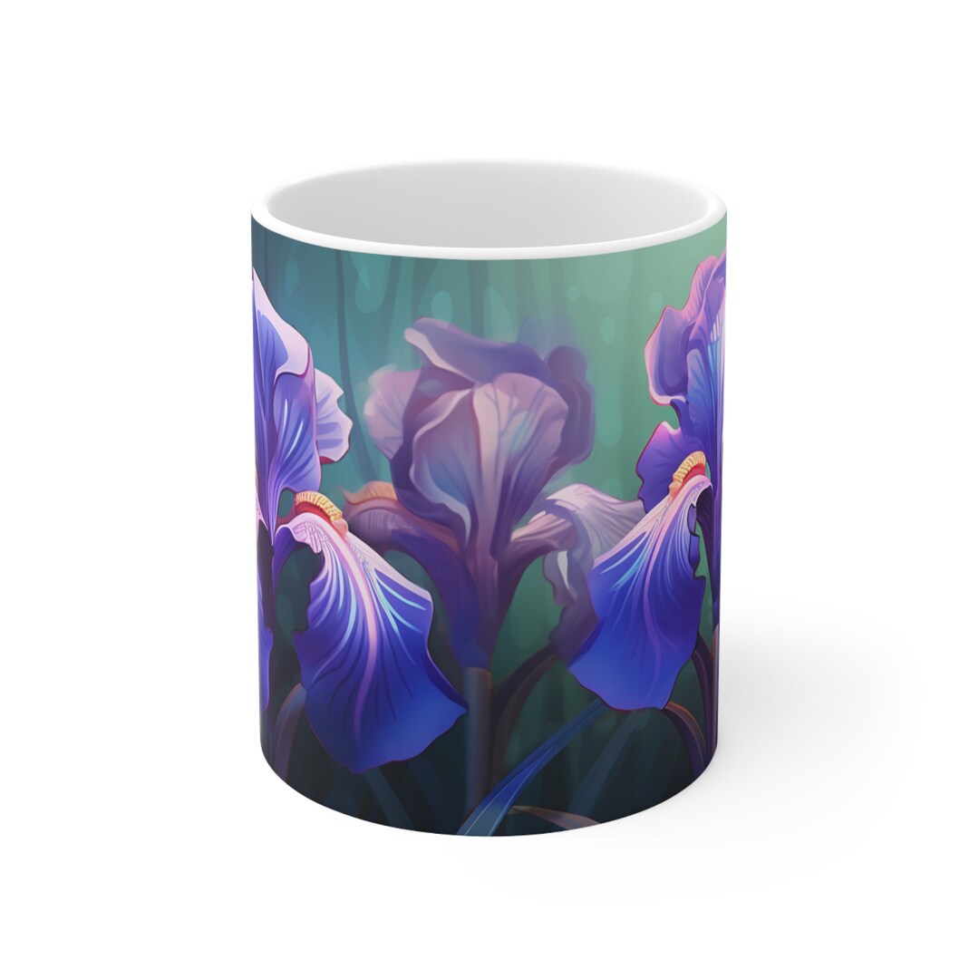 Iris Mug, Flower Mug, Purple Mug, Mugs for Her - Etsy