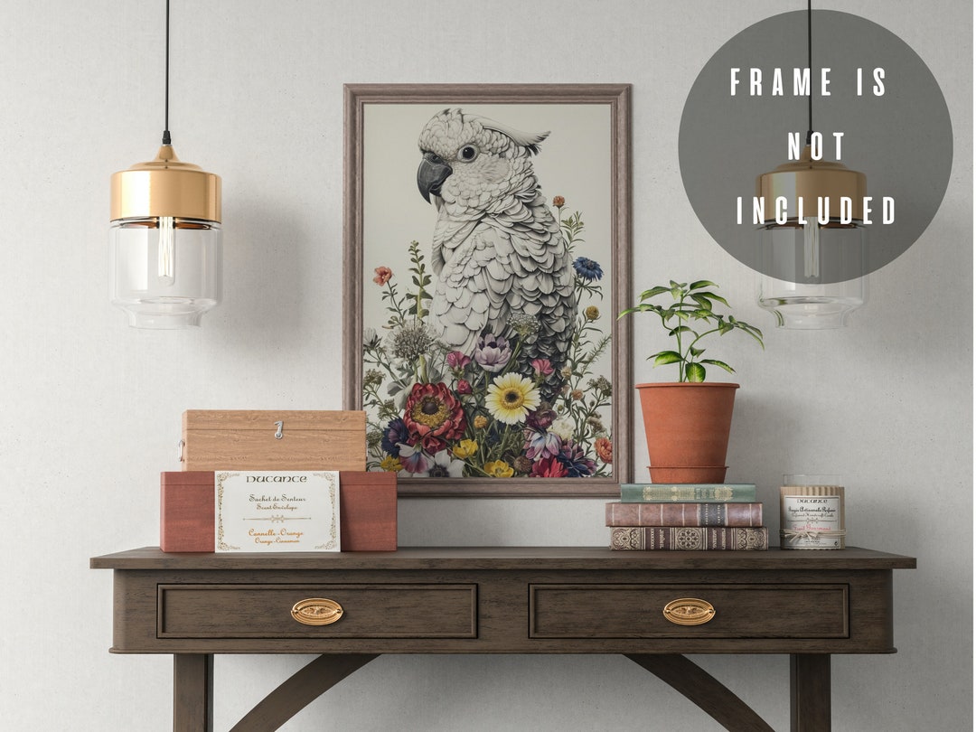 Umbrella Cockatoo Flowers Rolled Posters, Cockatoo Flowers Wall Art ...