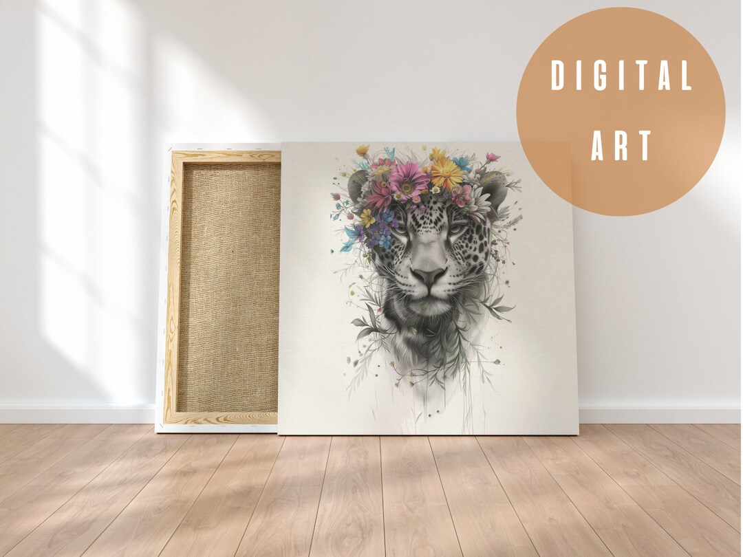 PRINTABLE Jaguar Flower Wall Art, Jaguar Photo, Cute Jaguar, Jaguar ...