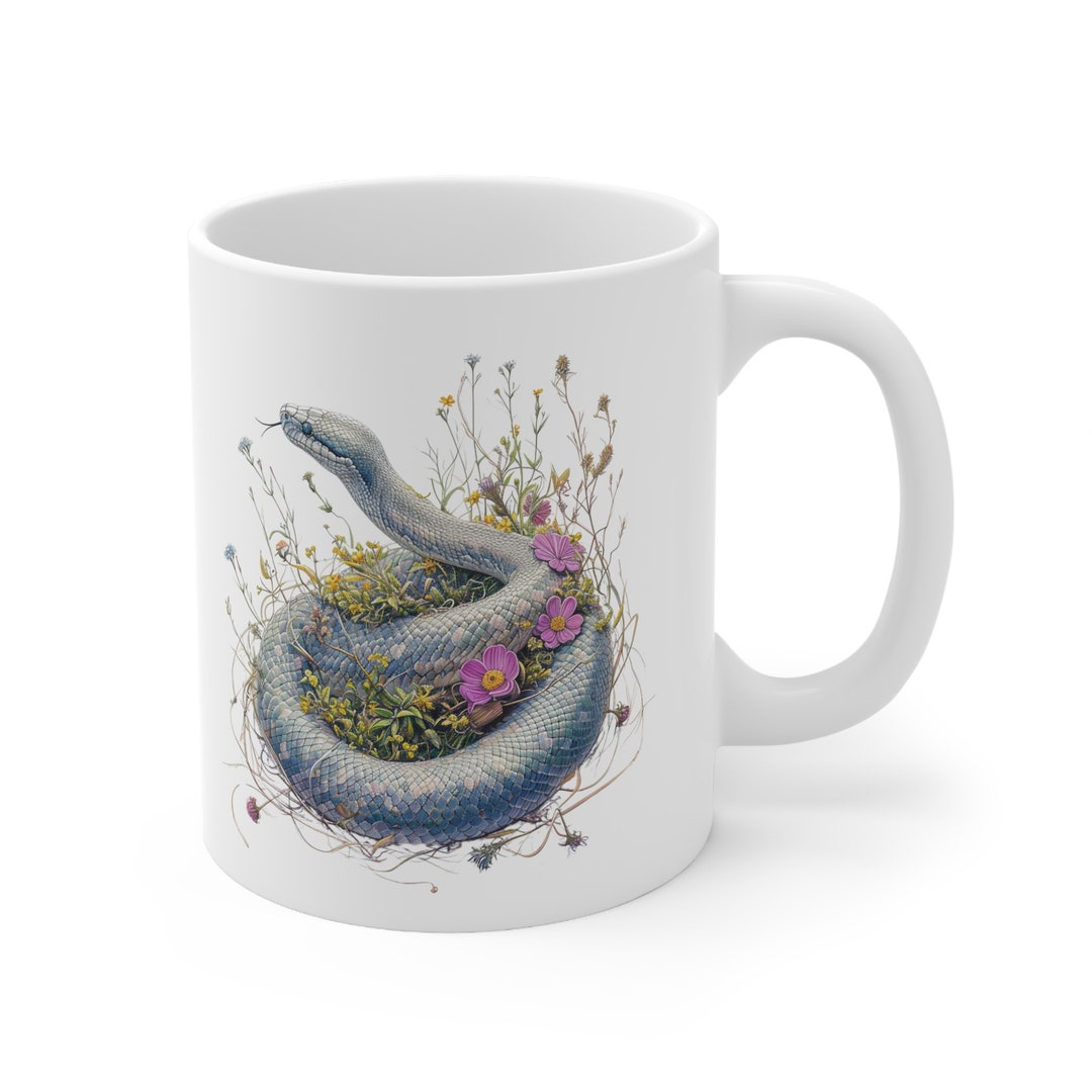 Snake Flower Mug, Snake Mug, Snake Coffee Mug, Cute Carpet Python Gift ...