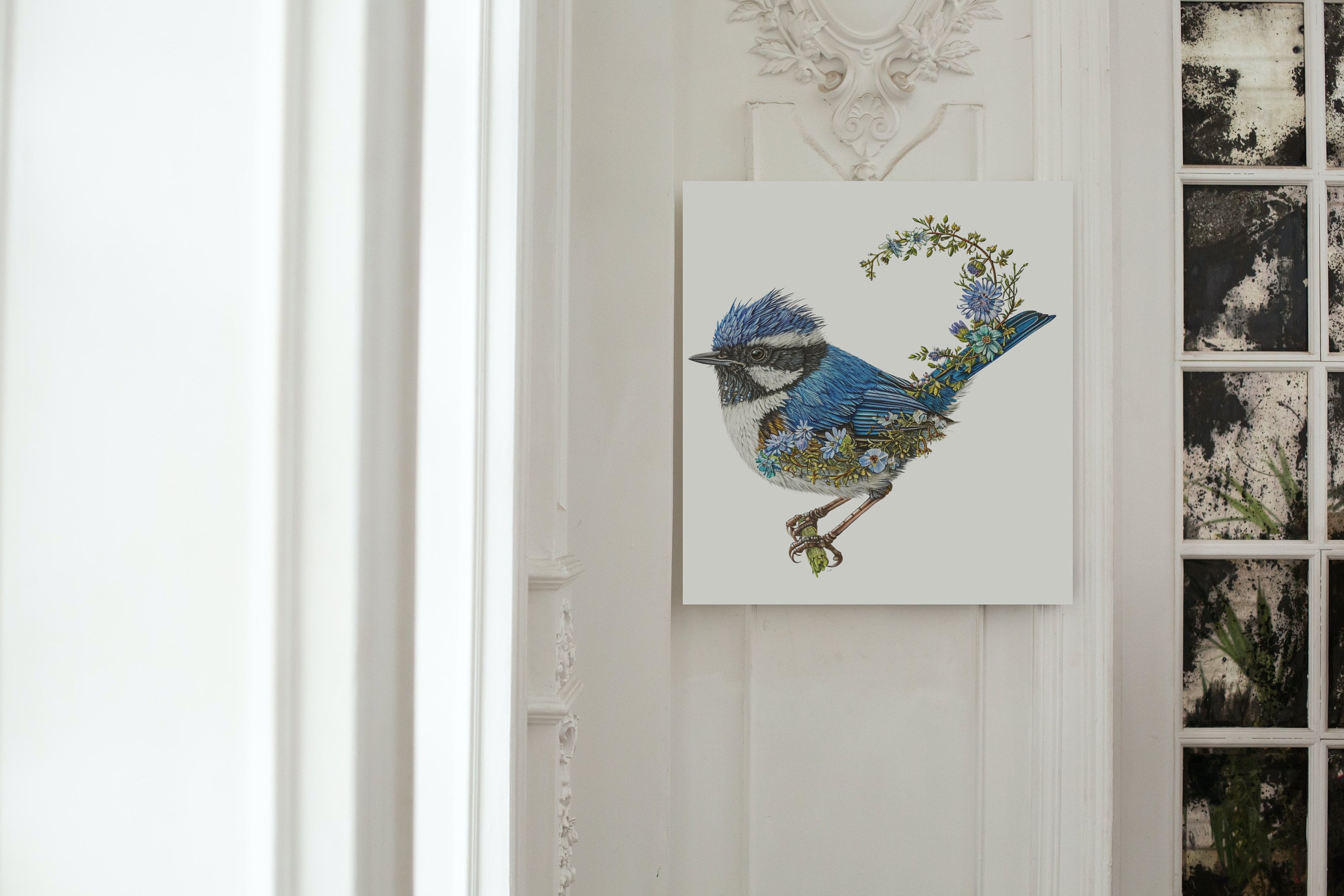 PRINTABLE Wren Holding Flowers Wall Art, Wren Photo, Wren Art, Wren ...