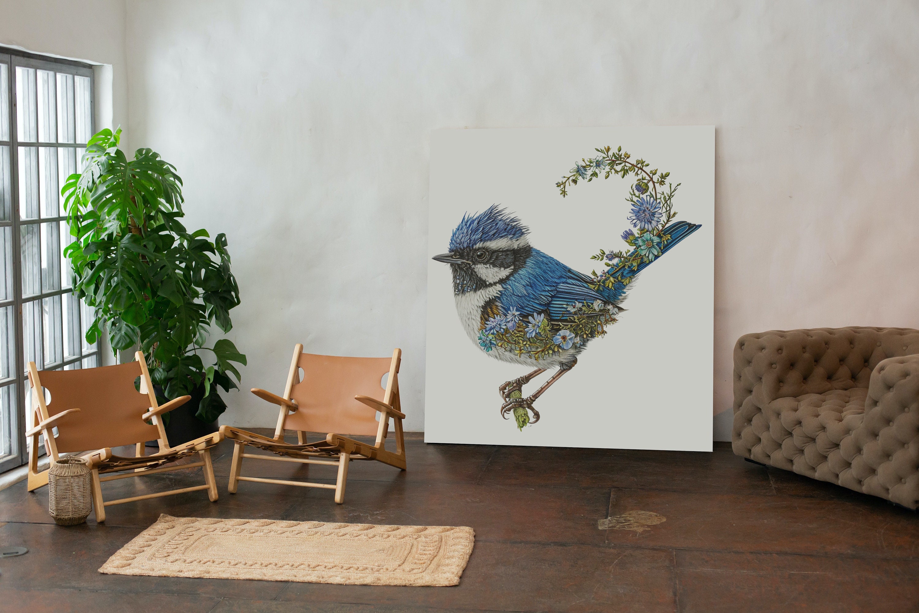 PRINTABLE Wren Holding Flowers Wall Art, Wren Photo, Wren Art, Wren ...