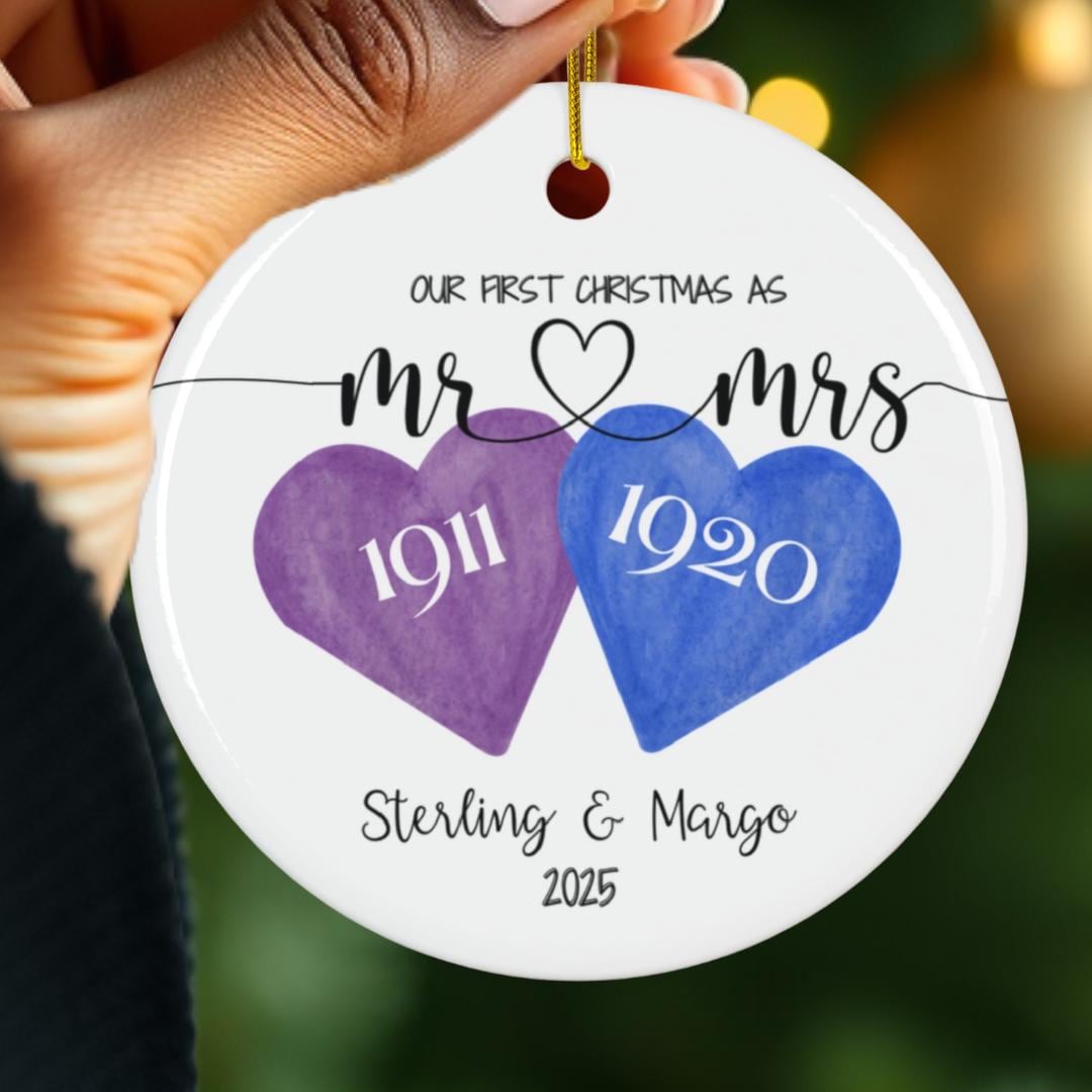 Omega and Zeta Couple Custom First Christmas Holiday Keepsake D9 ...