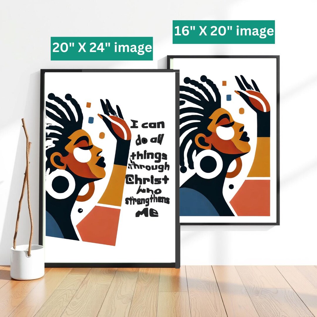 I Can Do All Things Matte Print Black Woman Praising Graphic Spiritual ...
