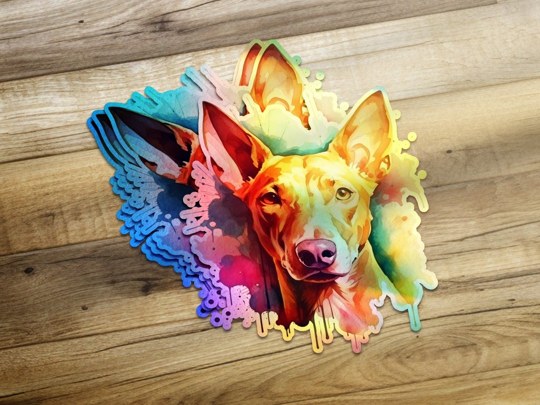 Colorful Watercolor Pharaoh Hound Dog Sticker, Vibrant Pet Portrait ...