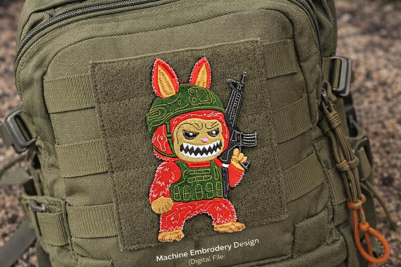 Tactical Labubu Machine Embroidery Design, Military Labubu Digital File ...