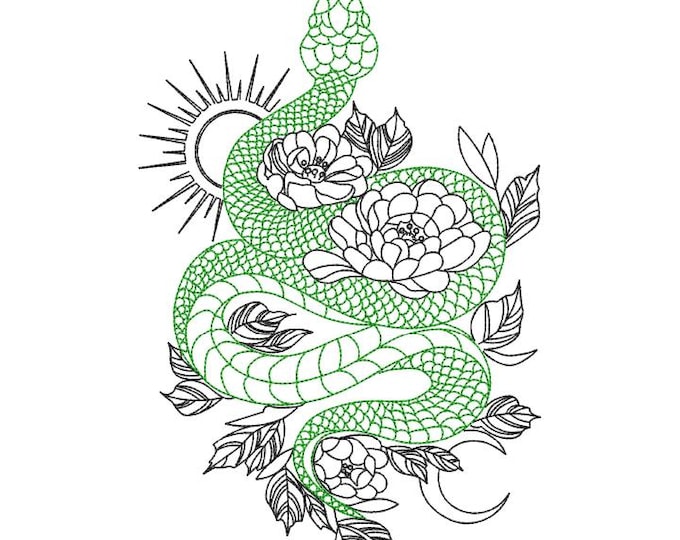 Snake Machine Embroidery Design, Snake Pattern, Reptile Embroidery ...