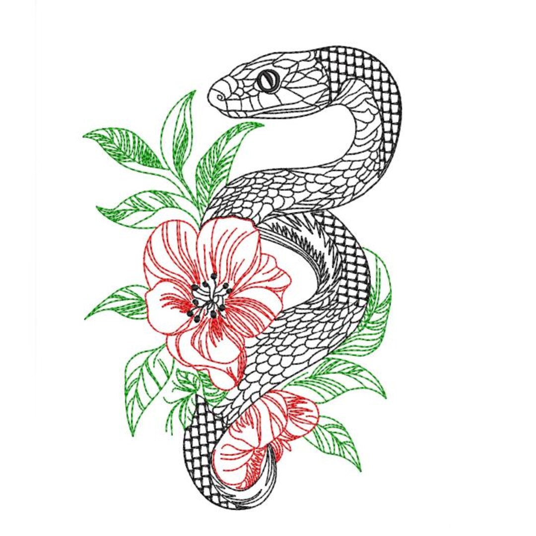 Snake Machine Embroidery Design, Snake Pattern, Reptile Embroidery ...