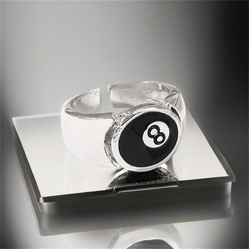 8 Ball Silver Ring Fortunate Pool Ball Design, Snooker Pool Silver Ring ...