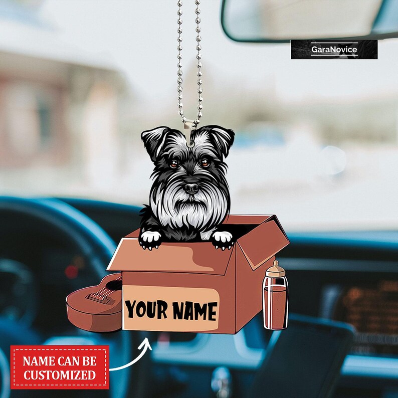 Schnauzer Car Ornament, Custom Schnauzer Dog Ornament, Schnauzer Dog ...