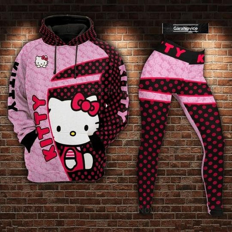 Hello Kitty Hoodie Legging Set, Hello Kitty 3D Hoodie, Kawaii Hello ...