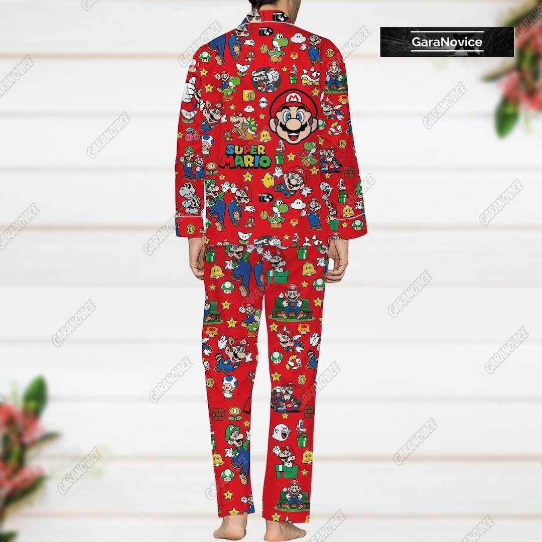 Mario Pajamas Set, Super Mario Pajamas, Mario Pyjamas, Video Game Night ...